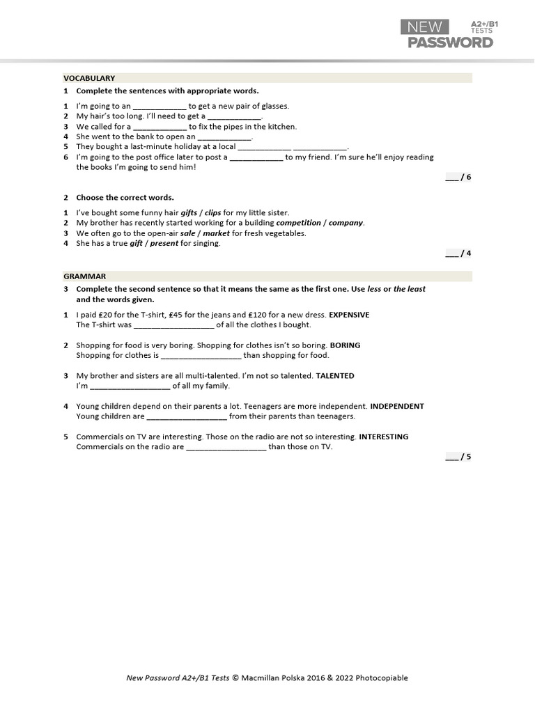 New Password A2+ B1 CST 6A | PDF