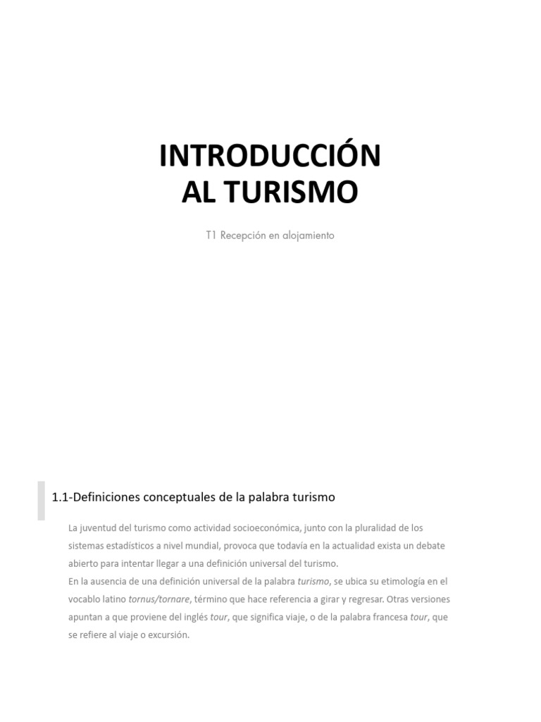 T1 Introducción Al Turismo | PDF