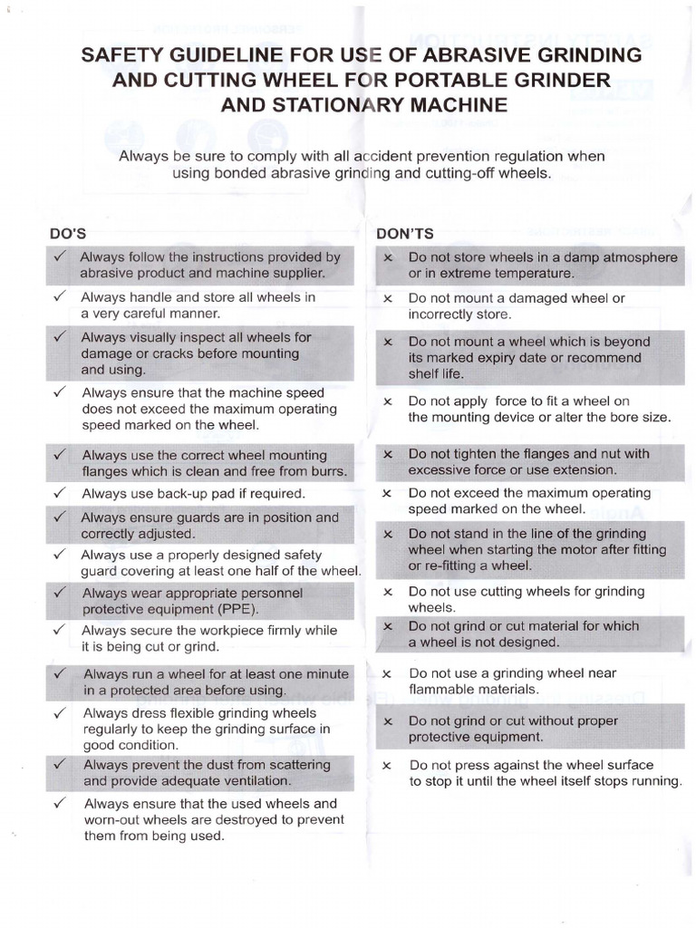 Safety Guideline For Cutting Wheel（Star Brand） | PDF