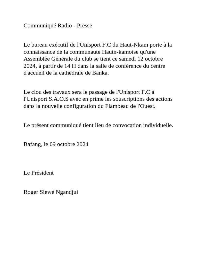 Communiqué Radio | PDF