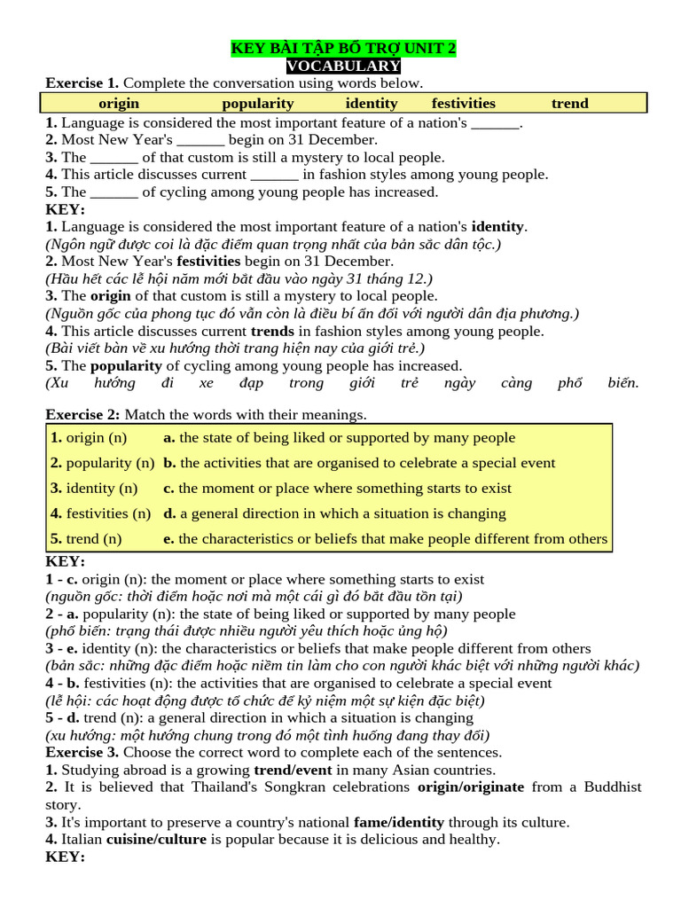 GV UNIT 2. A MULTICULTURAL WORLD - GLOBAL SUCCESS | PDF