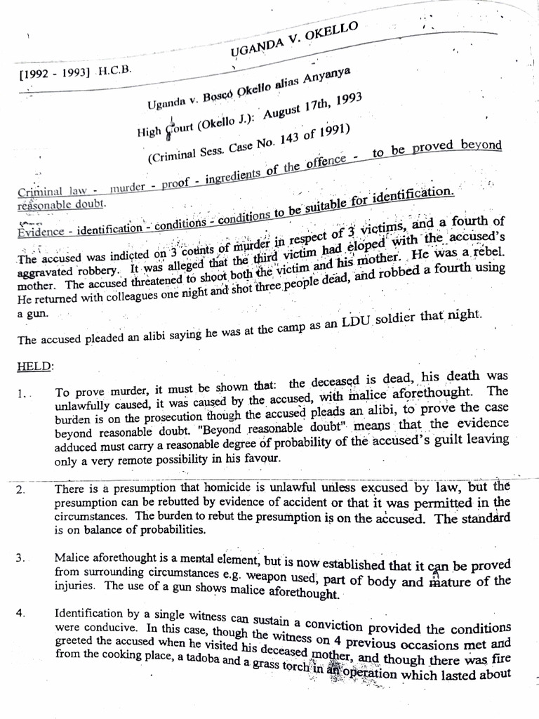 Uganda V Bosco Okello | PDF
