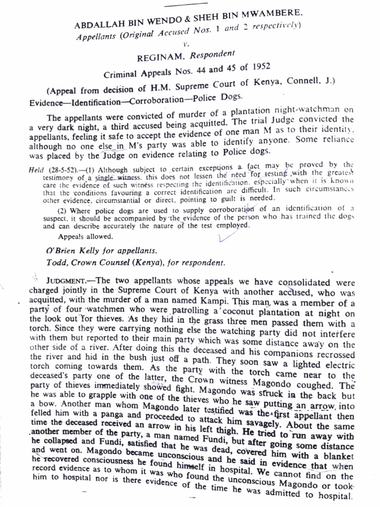 Abdullah Bin Wendo and Anor V R | PDF