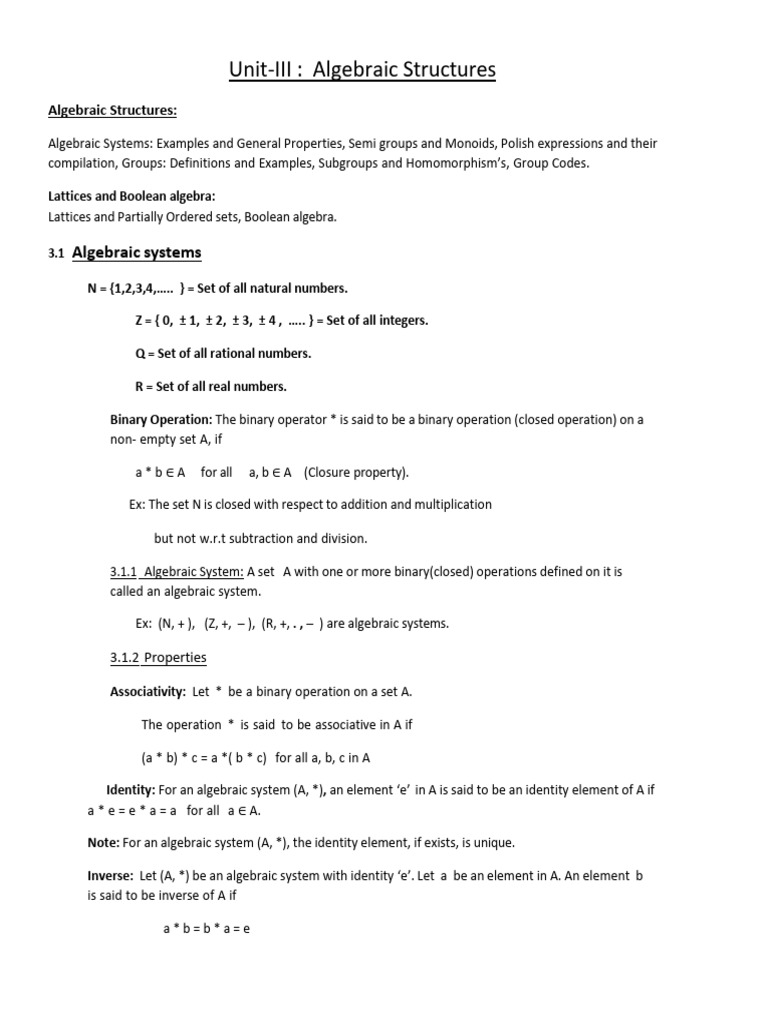 Algebraic Structure Unit 2 | PDF