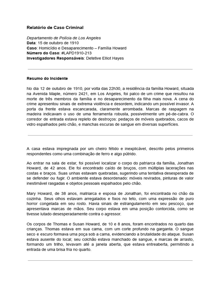 Relatório de Caso Criminal | PDF