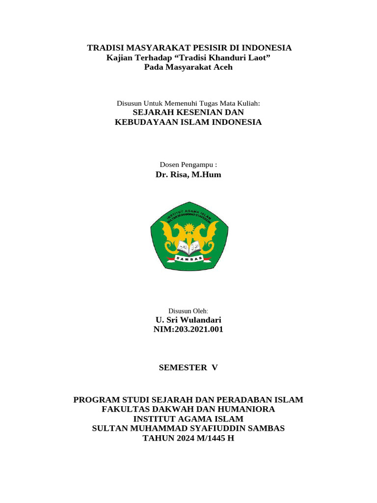 Makalah Tradisi Khanduri Laot Masyarakat Aceh | PDF Makalah Tradisi Khanduri Laot Masyarakat Aceh | PDF