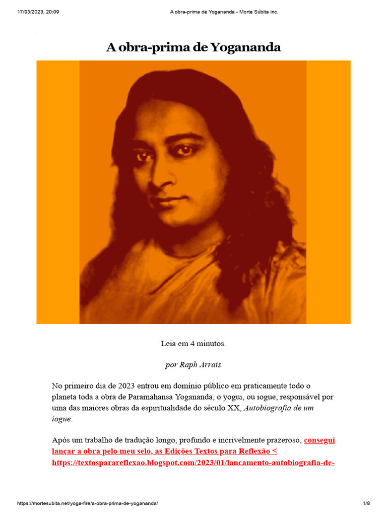 A Obra-Prima de Yogananda - Morte Súbita Inc | PDF