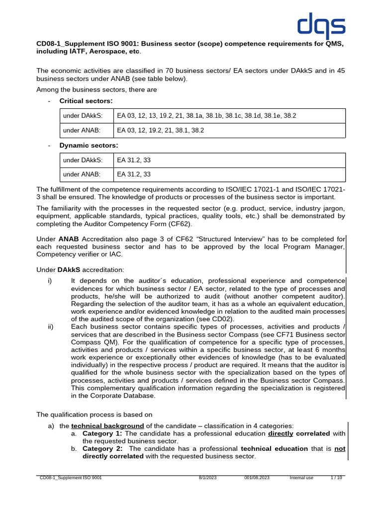 CD08-1 - Supplement ISO 9001 | PDF