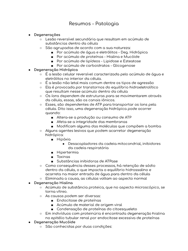 Resumos - PATOLOGIA | PDF