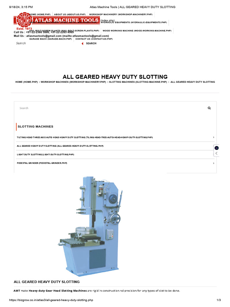 Atlas Machine Tools - ALL GEARED HEAVY DUTY SLOTTING | PDF