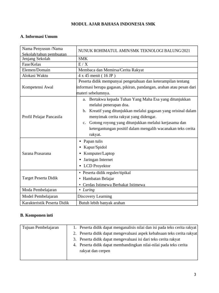 Modul Cerita Rakyat BOE | PDF