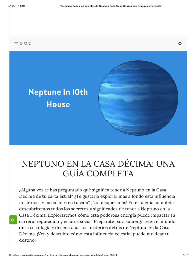Descubre Todos Los Secretos de Neptuno en La Casa Décima Con Esta Guía Imperdible | PDF