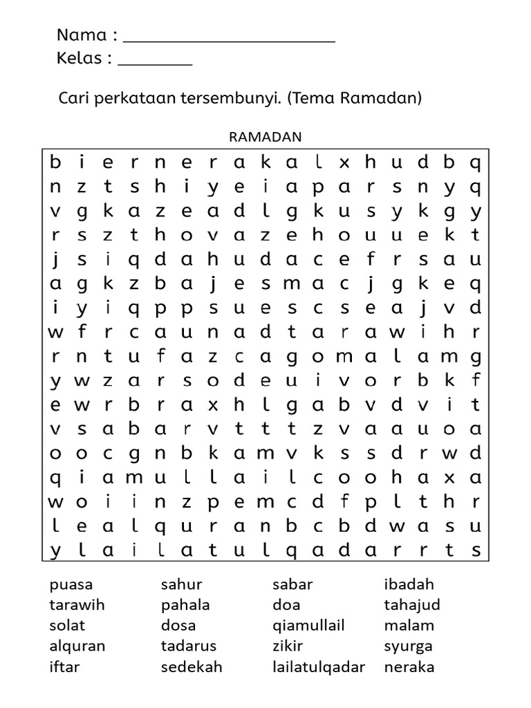 7 Cari Perkataan Program PAI Dan Jawapan | PDF