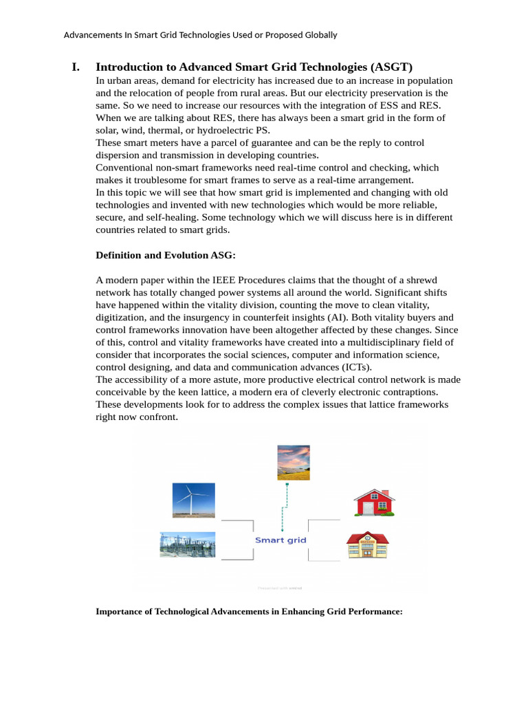 Introduction To Advanced Smart Grid Technologies | PDF