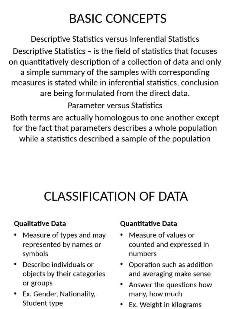 Basic Concepts in Stat 1 (Autosaved) (Autosaved) | PDF