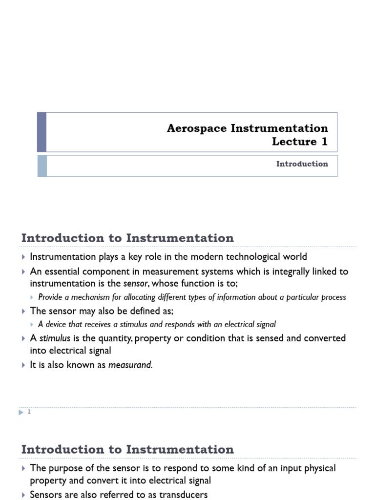 Lecture 1 Aerospace Instr | PDF