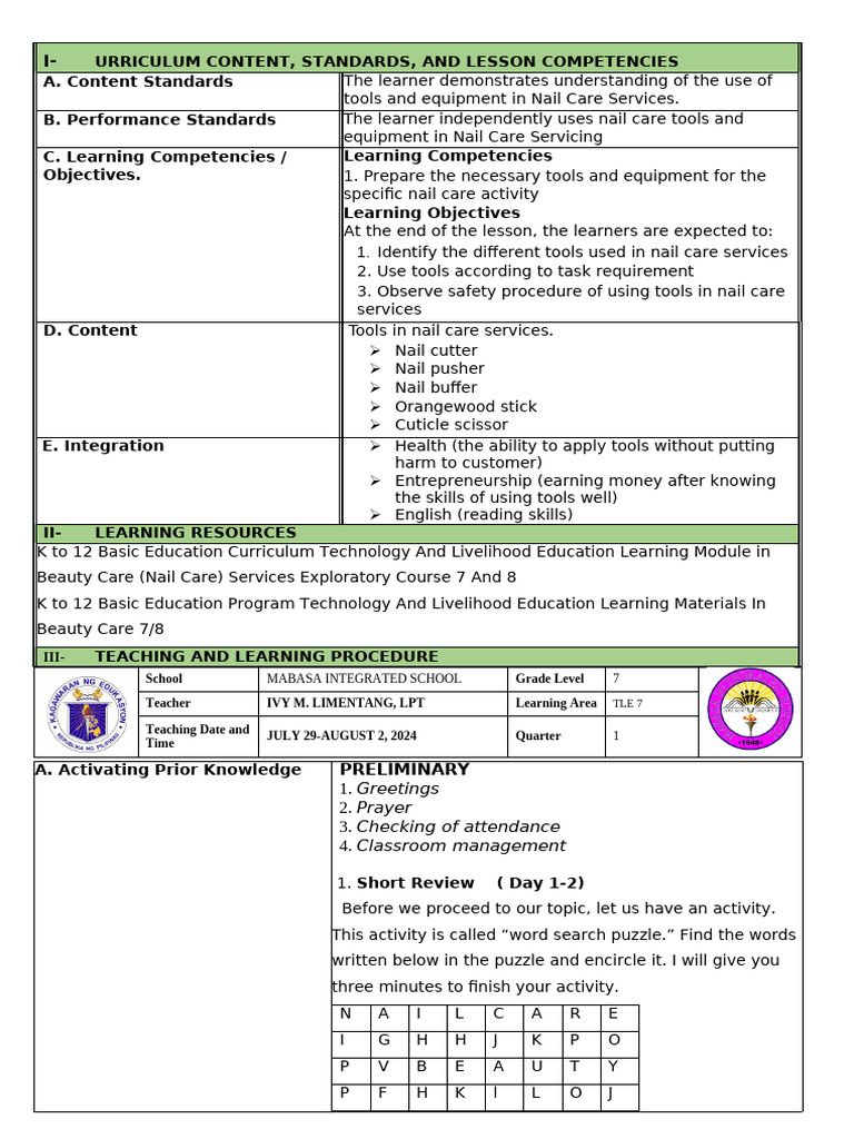 Tle 8 DLP 1 W-1 Tools | PDF