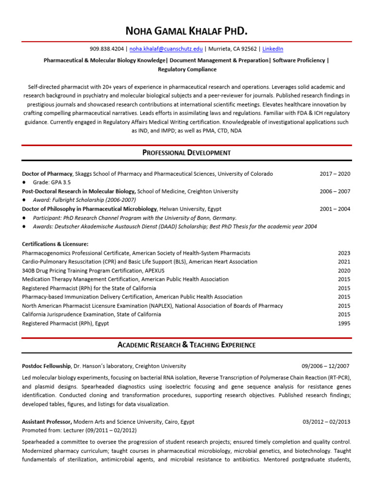Noha Khalaf CV | PDF