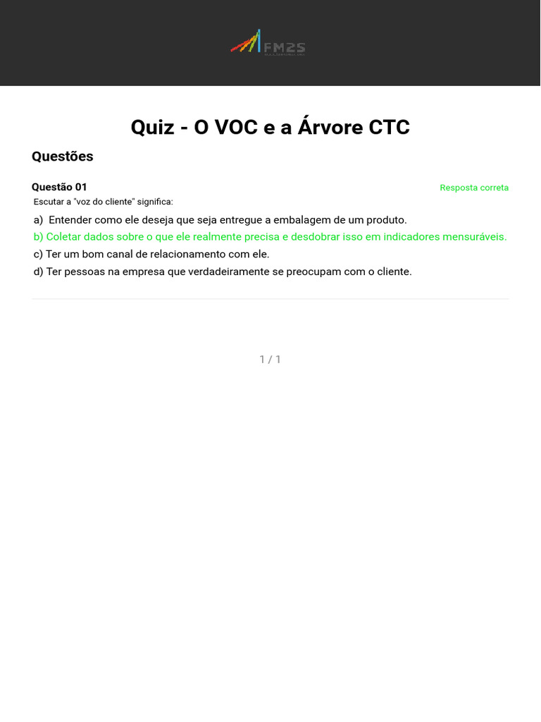 Quiz - O VOC e A Árvore CTC | PDF