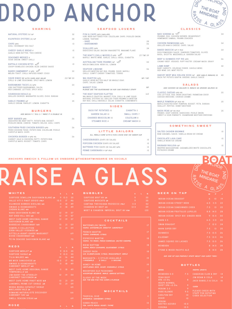The Boat Menu | PDF