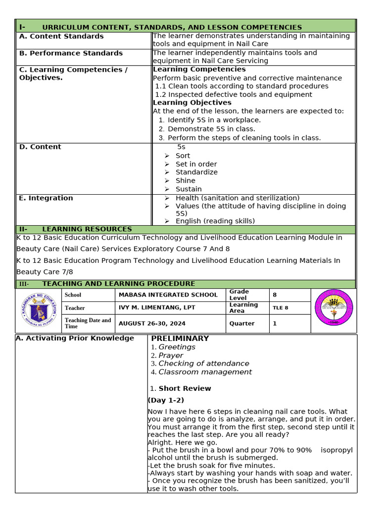Tle 8 DLP 5 Week 5 | PDF