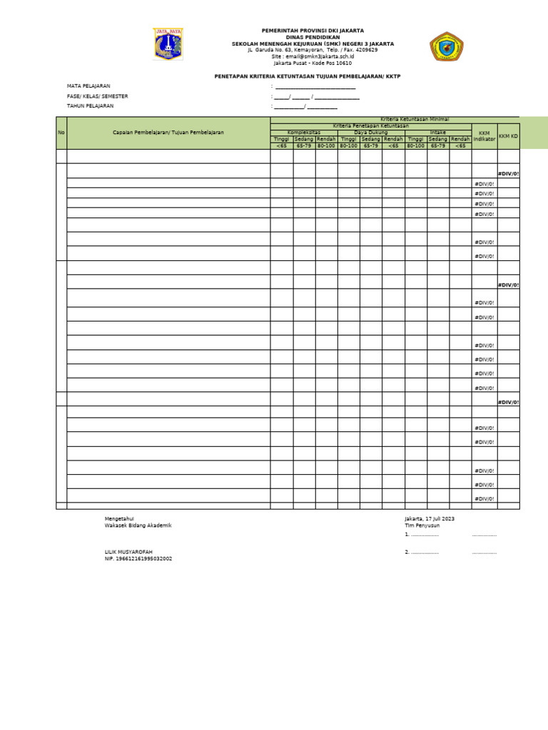 BK 1.4 Form Penghitungan KKTP-KKM | PDF
