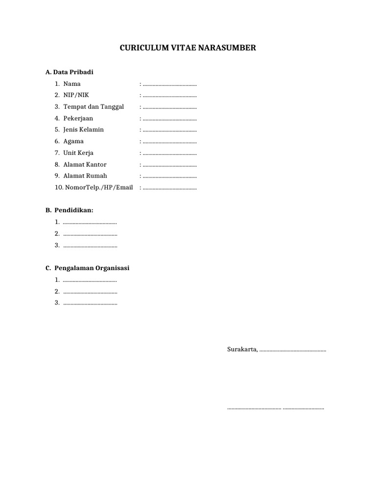 CV Narasumber & Moderator | PDF