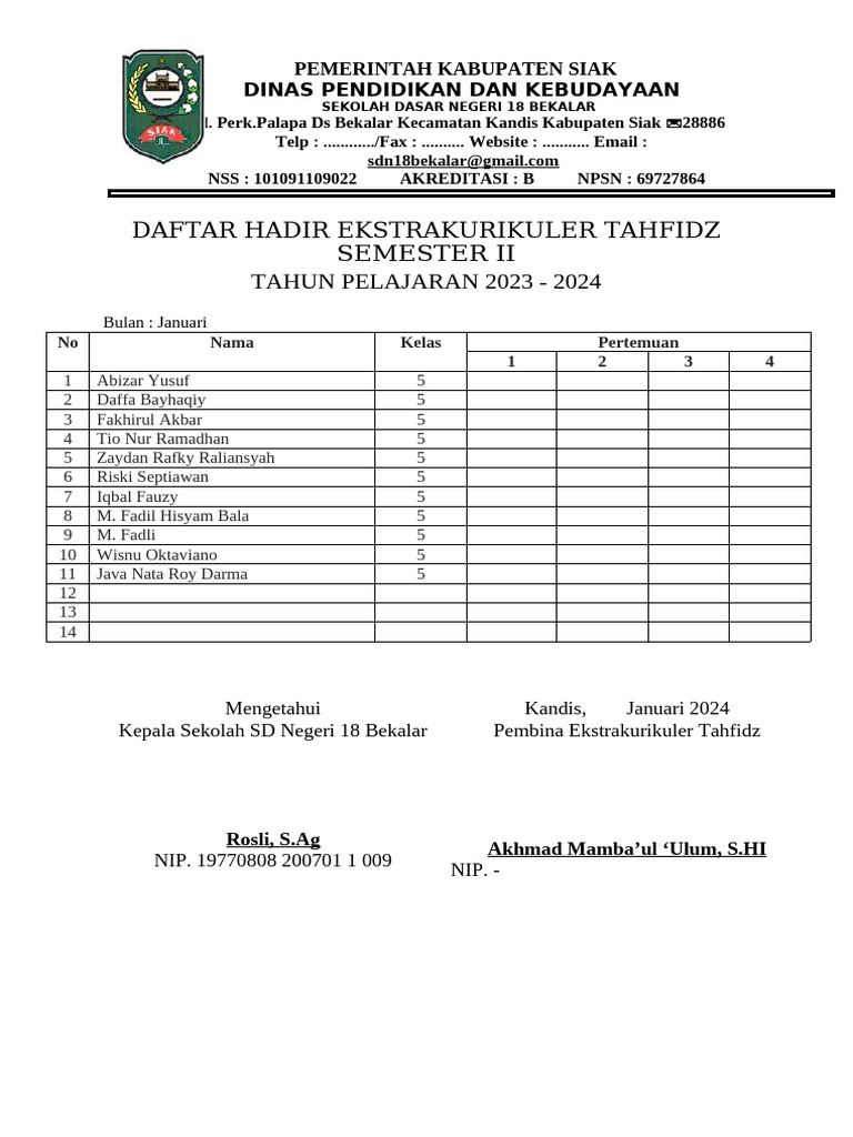 DAFTAR HADIR Imam | PDF