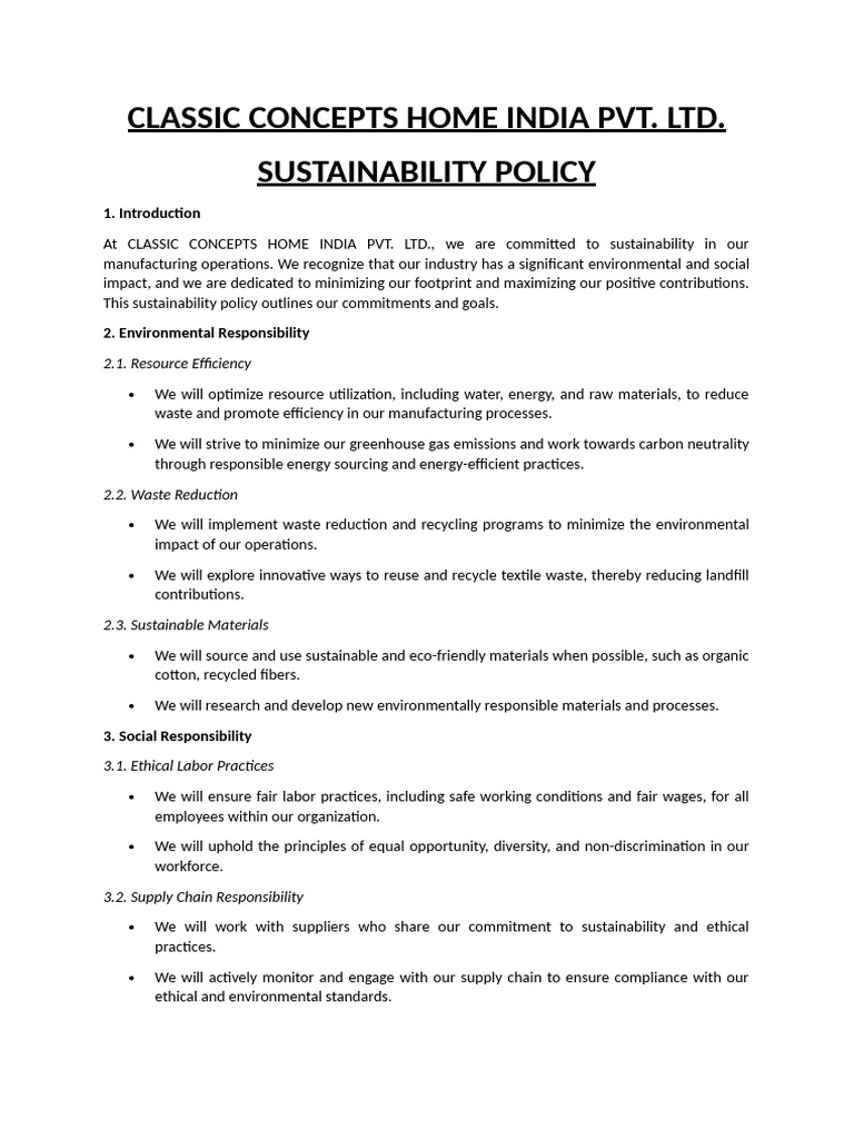 Sustainability Policy | PDF