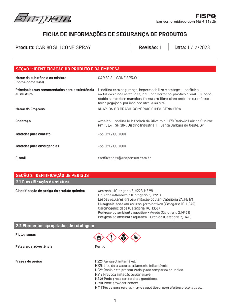 FISPQ-2024-CAR-80-SILICONE-SPRAY | PDF