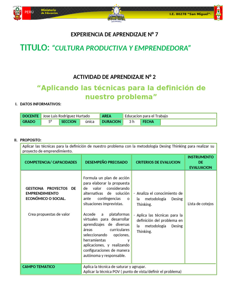 SESIÓN - Exp 7 - Act 2 - 5° | PDF | Iniciativa empresarial | Crecimiento personal y profesional