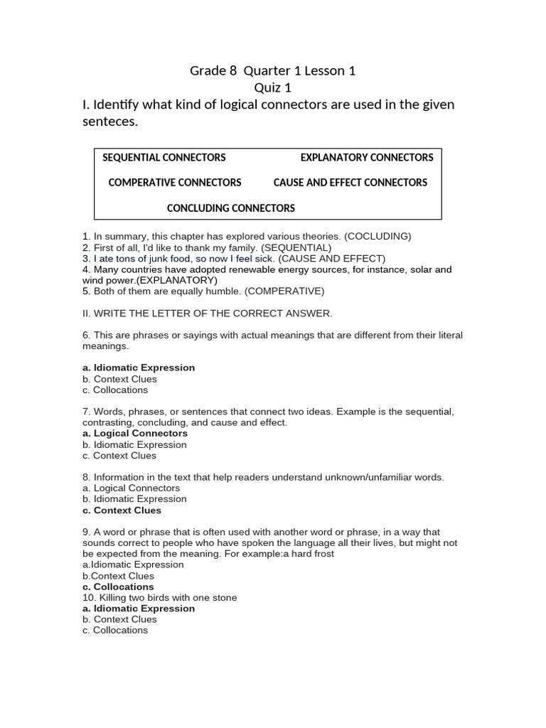 Grade 8 Quarter 1 Lesson 1 | PDF