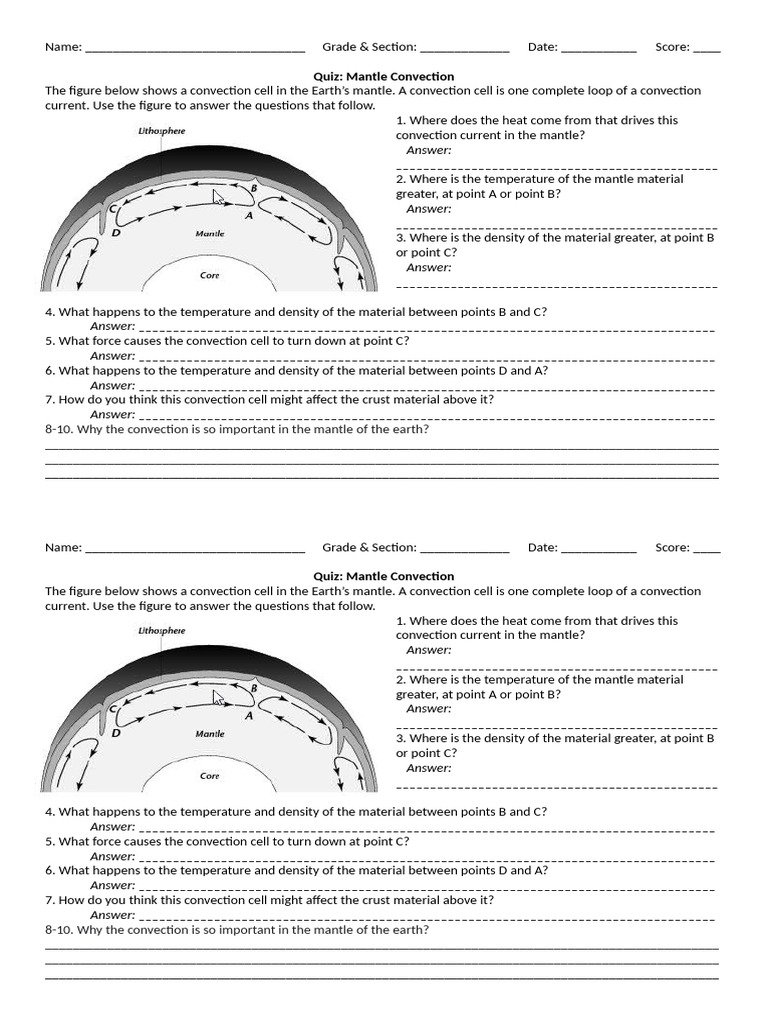 Q1 CO1 Mantle-Convection Quiz | PDF
