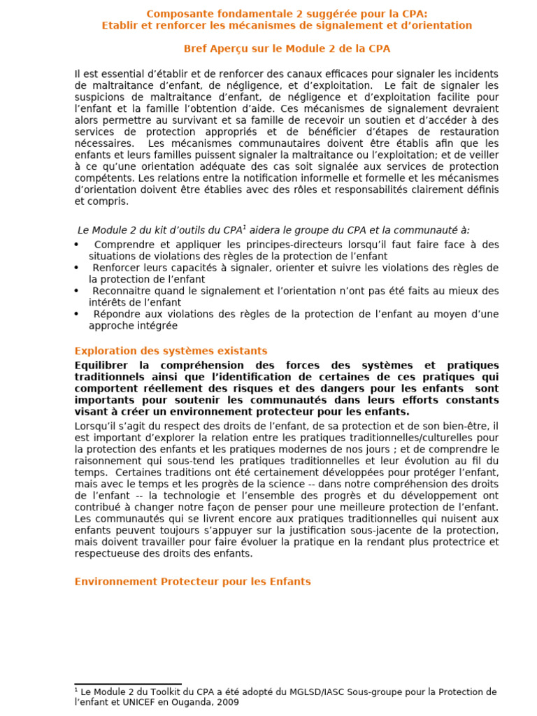 Brief CPA Module 2 - Reporting and Referral-French | PDF