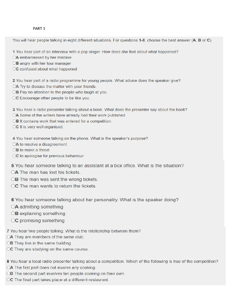 Mock Exam Practice Listening | PDF