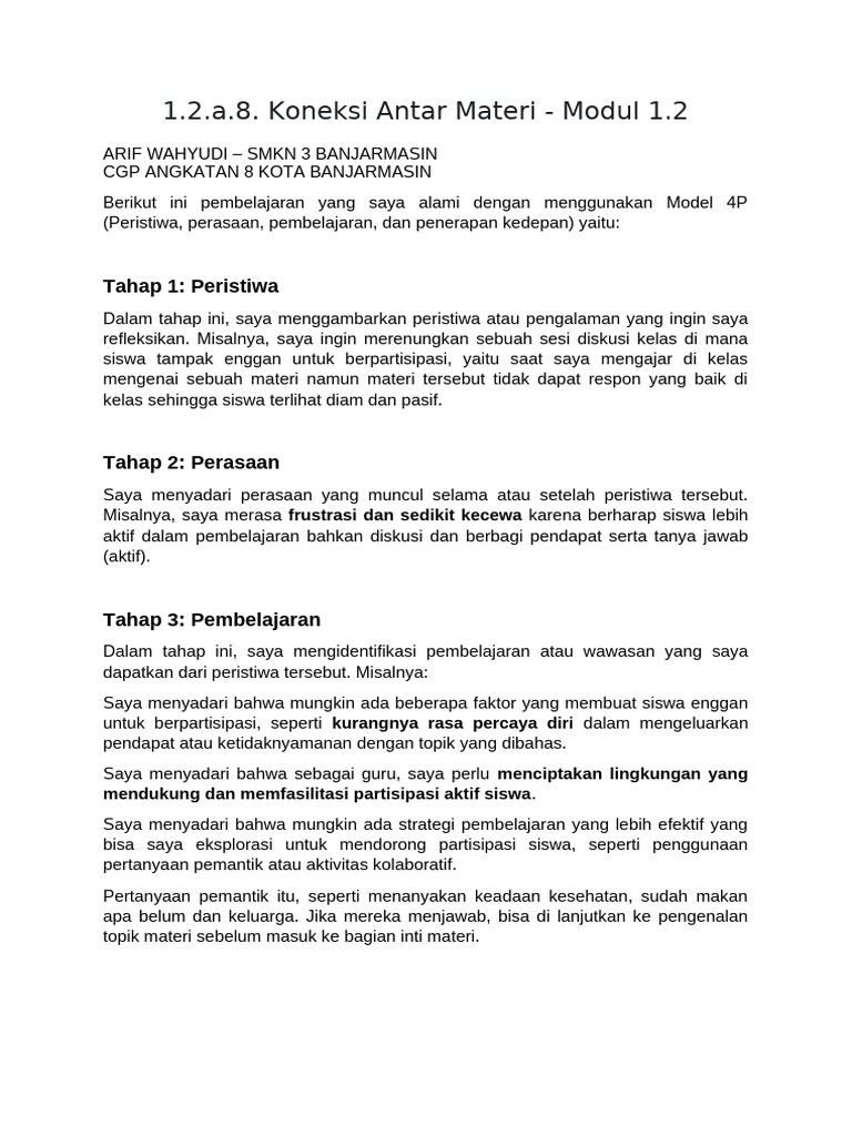 1.2.a.8. Koneksi Antar Materi - Modul 1.2 | PDF