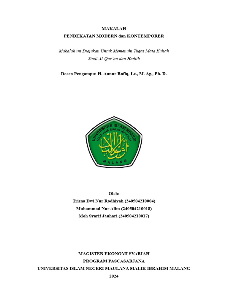 Kelompok 3 - Makalah Studi Al Qur'an Dan Hadits | PDF