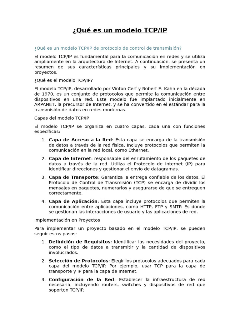 Qué es un modelo TCP | PDF