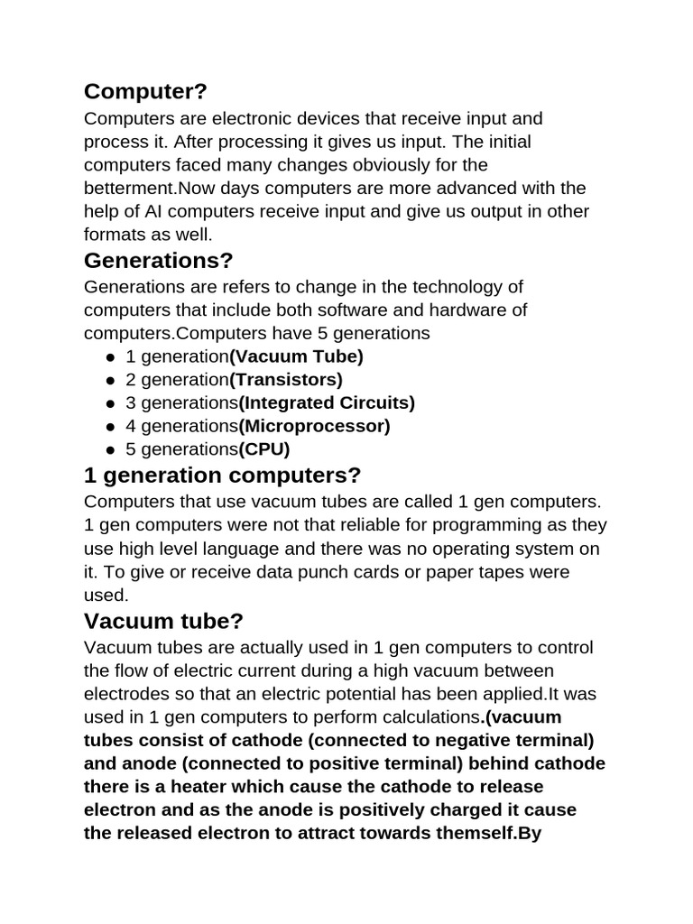 ICT(Generations of Computers) 9-9-24 | PDF
