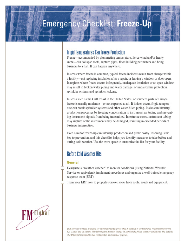 Emergency Checklist:: Freeze-Up | PDF