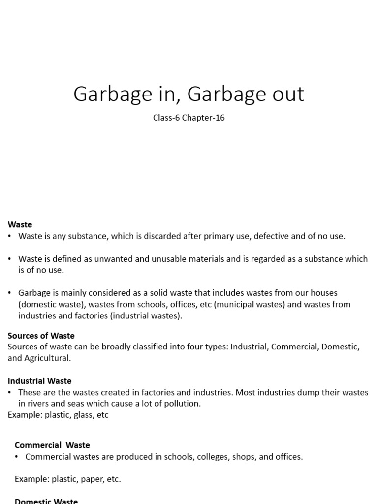 Garbage In, Garbage Out | PDF