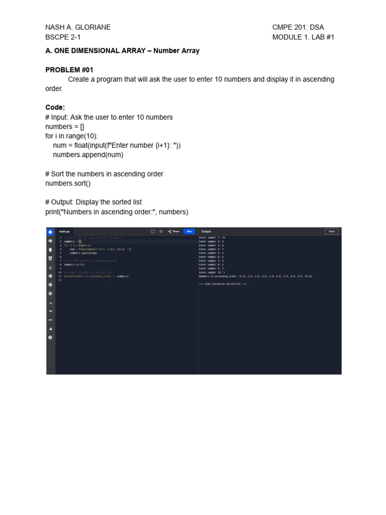 MODULE 1 - LAB EXERCISES #1 - NASH A. GLORIANE | PDF MODULE 1 - LAB EXERCISES #1 - NASH A. GLORIANE | PDF