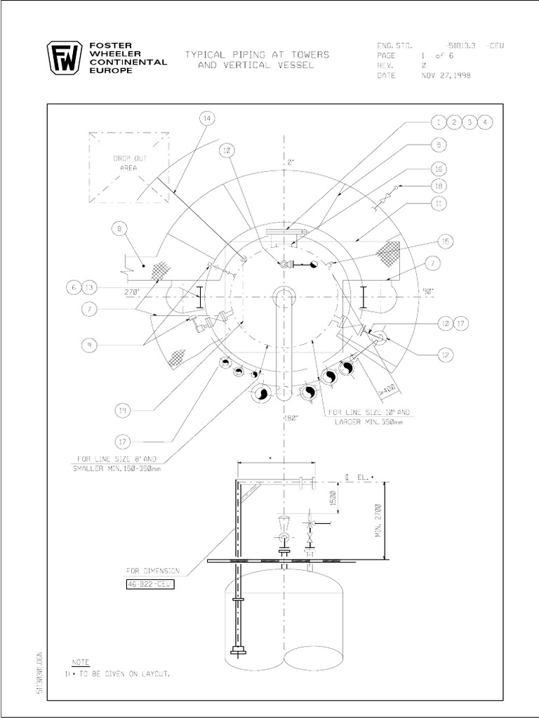 51B13-03 - Typical Piping at Towers and Vertical Vessels | PDF