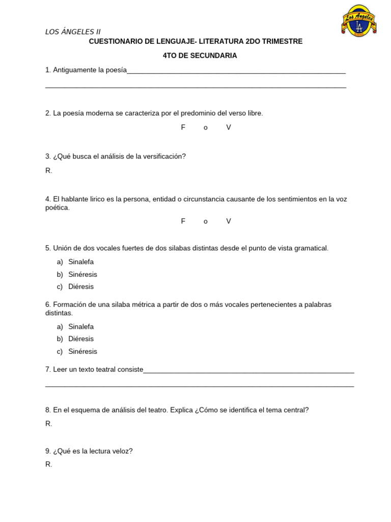 4to Sec. Lenguaje 2do Trimestre | PDF
