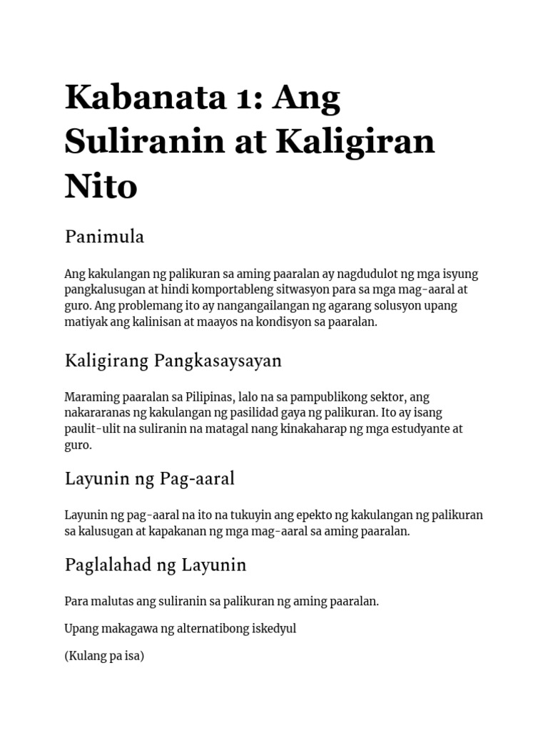 Epekto NG Kakulangan NG Palikuran Sa Mayamot National Highschool (RESEARCH GROUP 1 FILIPINO G8 ...