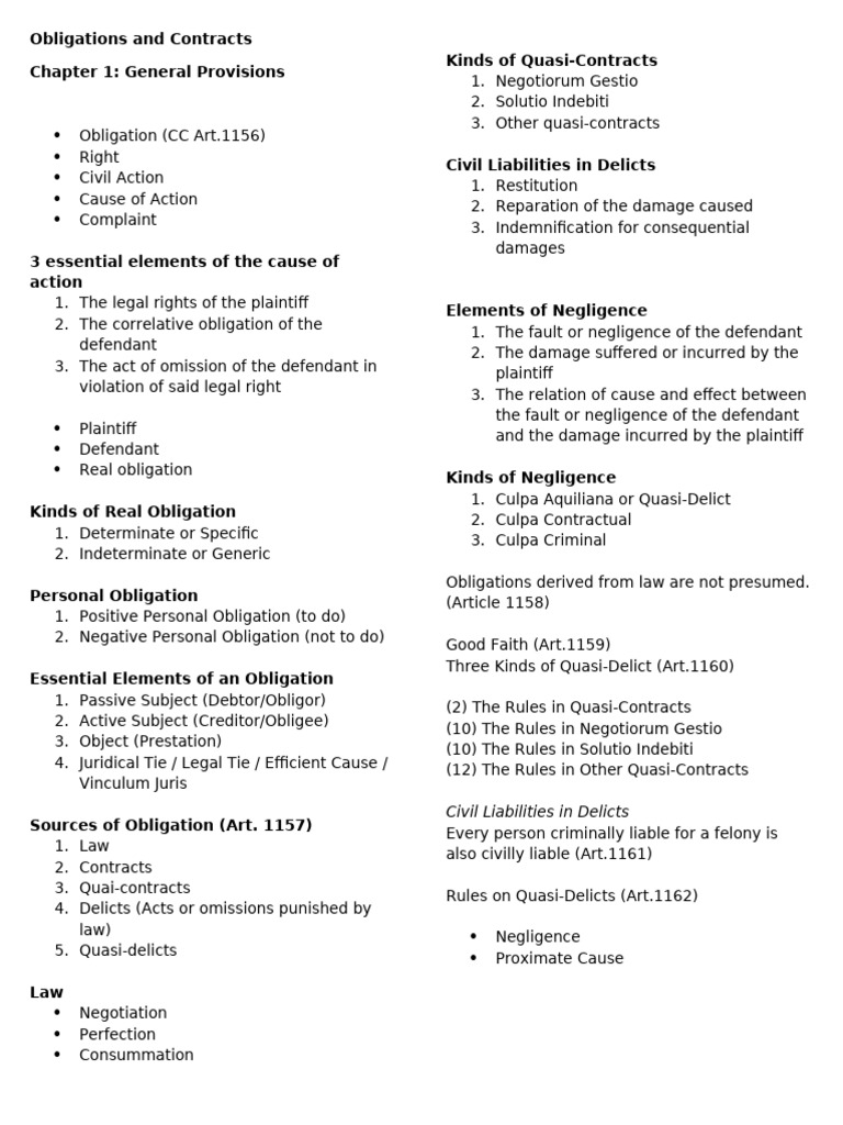 Essentials of Obligations and Contracts | PDF | Law Of Obligations ...