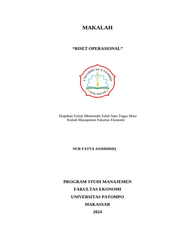 Makalah Riset Operasional | PDF