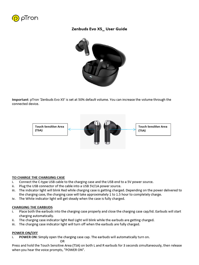 Zenbuds Evo X5 User Guide 26-08-2024 | PDF