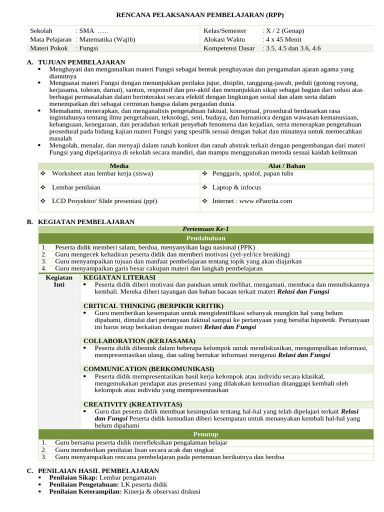 5 RPP II MTK Wajib 10 SEM 2 | PDF