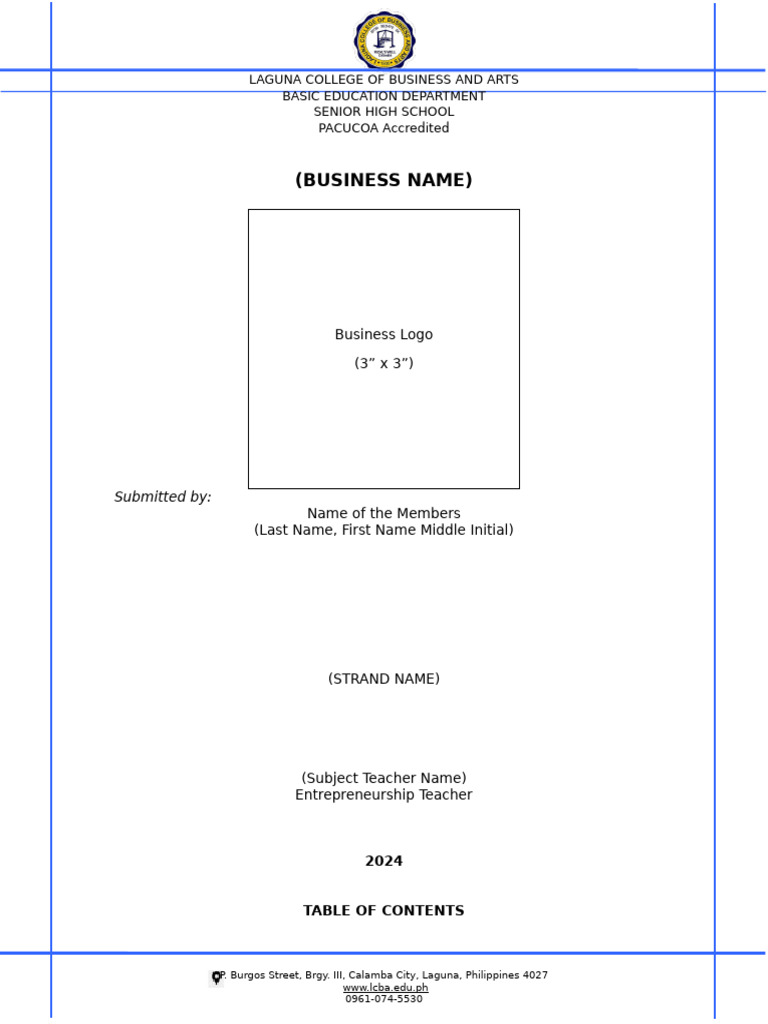 Business Plan Format | PDF